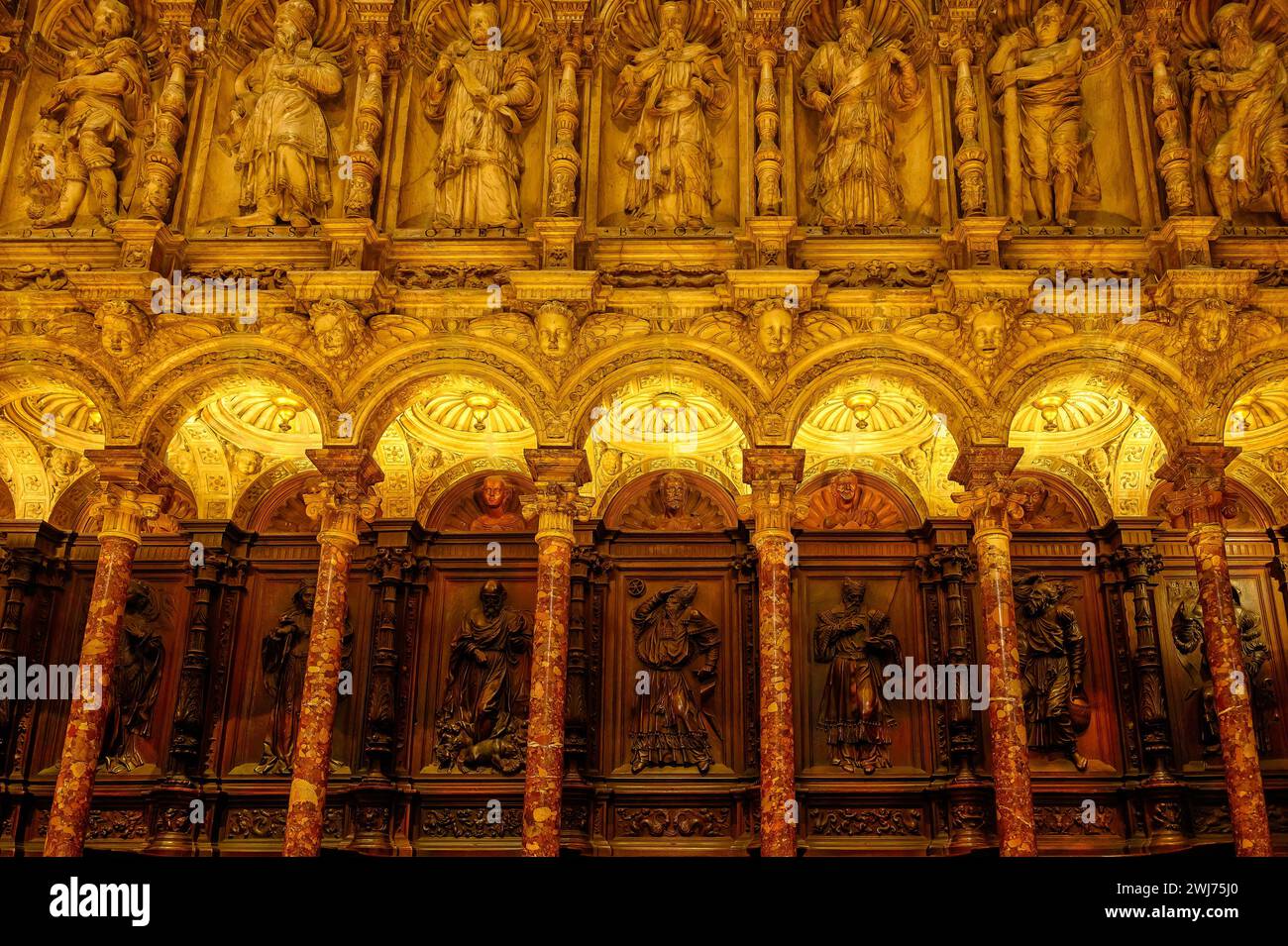 Interior medieval architecture in the Toledo Cathedral, Toledo, Spain ...