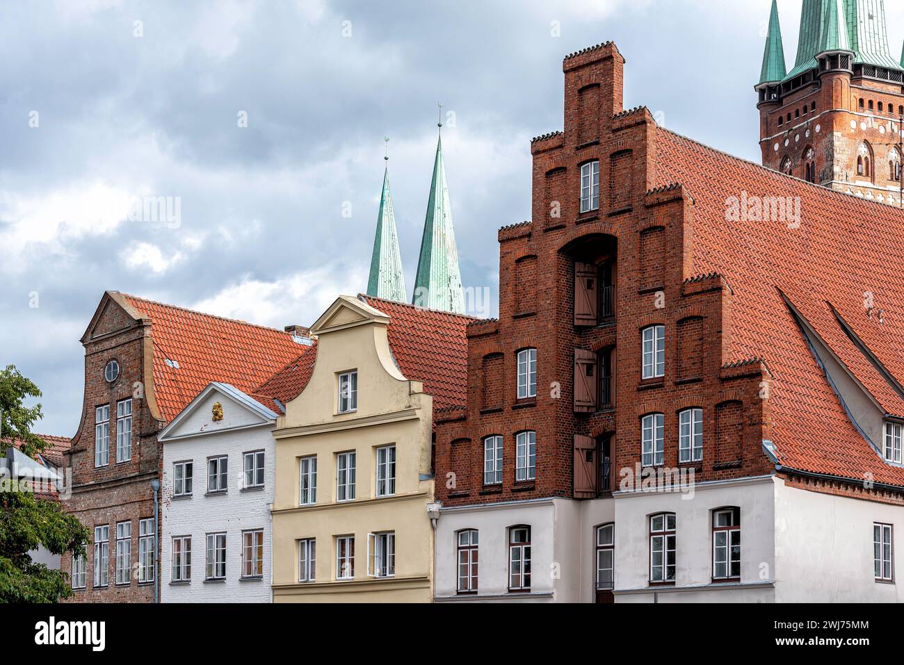 Old town in the hanseatic city of Lübeck in Germany with historic ...