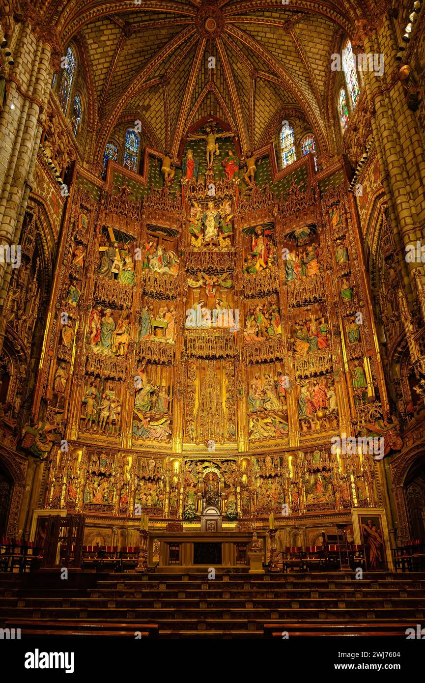 Interior medieval architecture in the Toledo Cathedral, Toledo, Spain ...