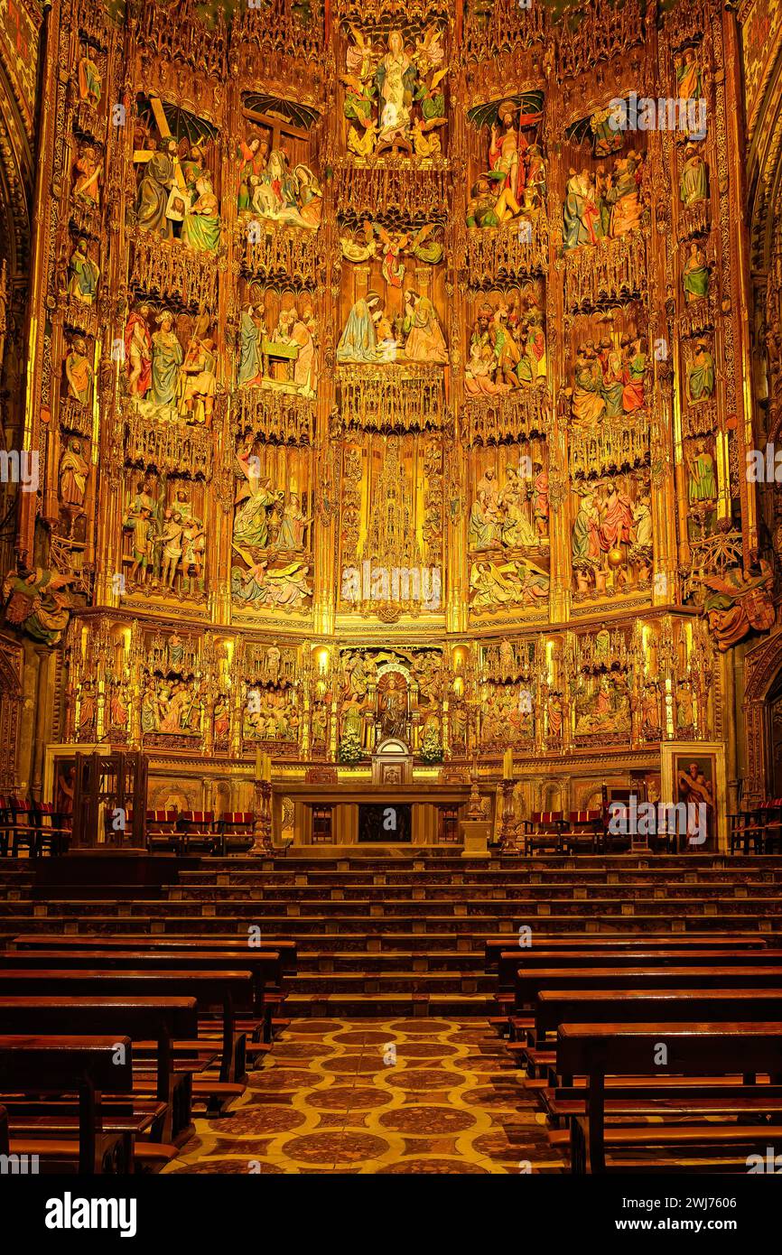 Interior medieval architecture in the Toledo Cathedral, Toledo, Spain ...