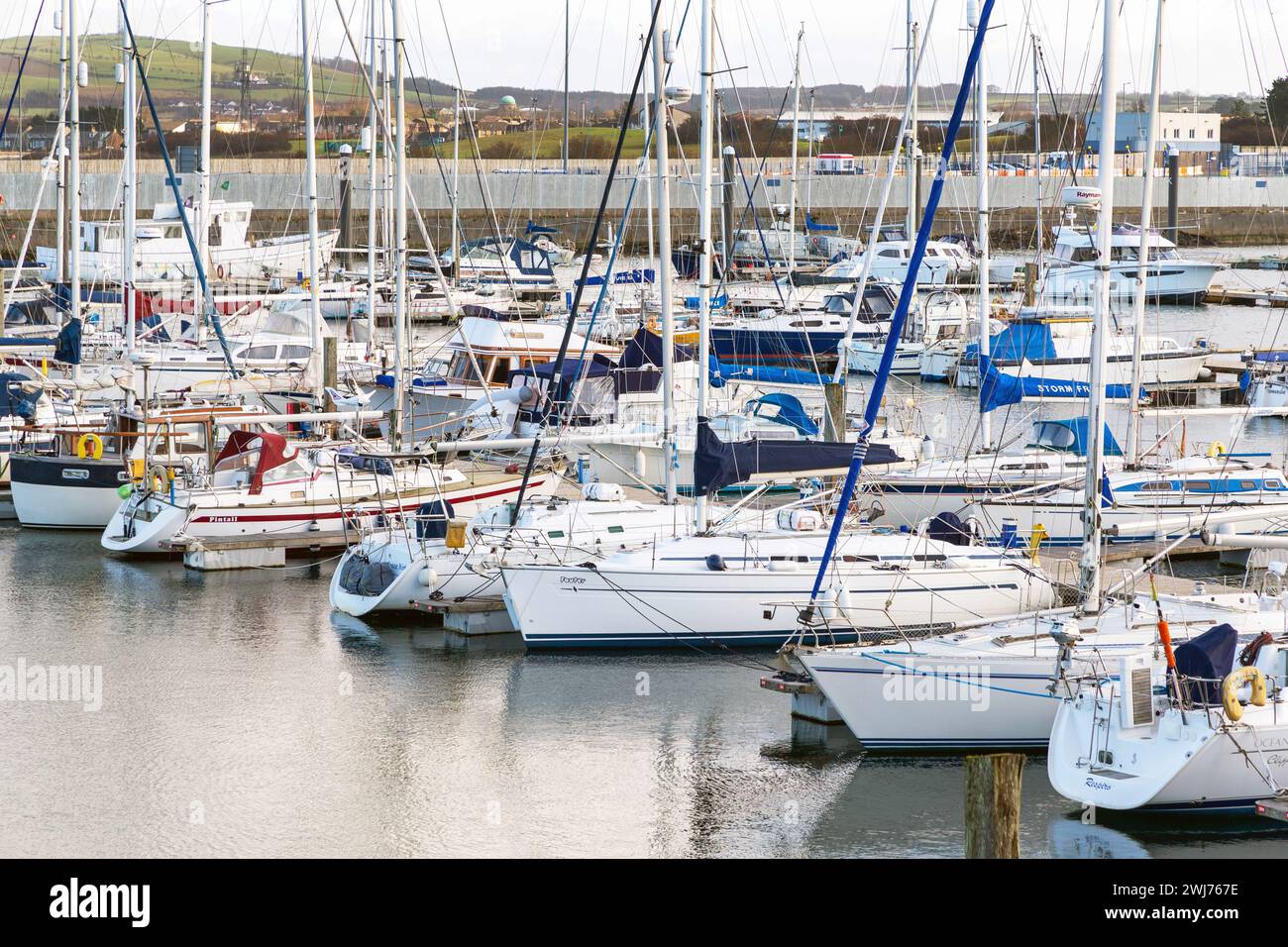 General view of the private marina at Troon harbour, Ayrshire, Scotland ...