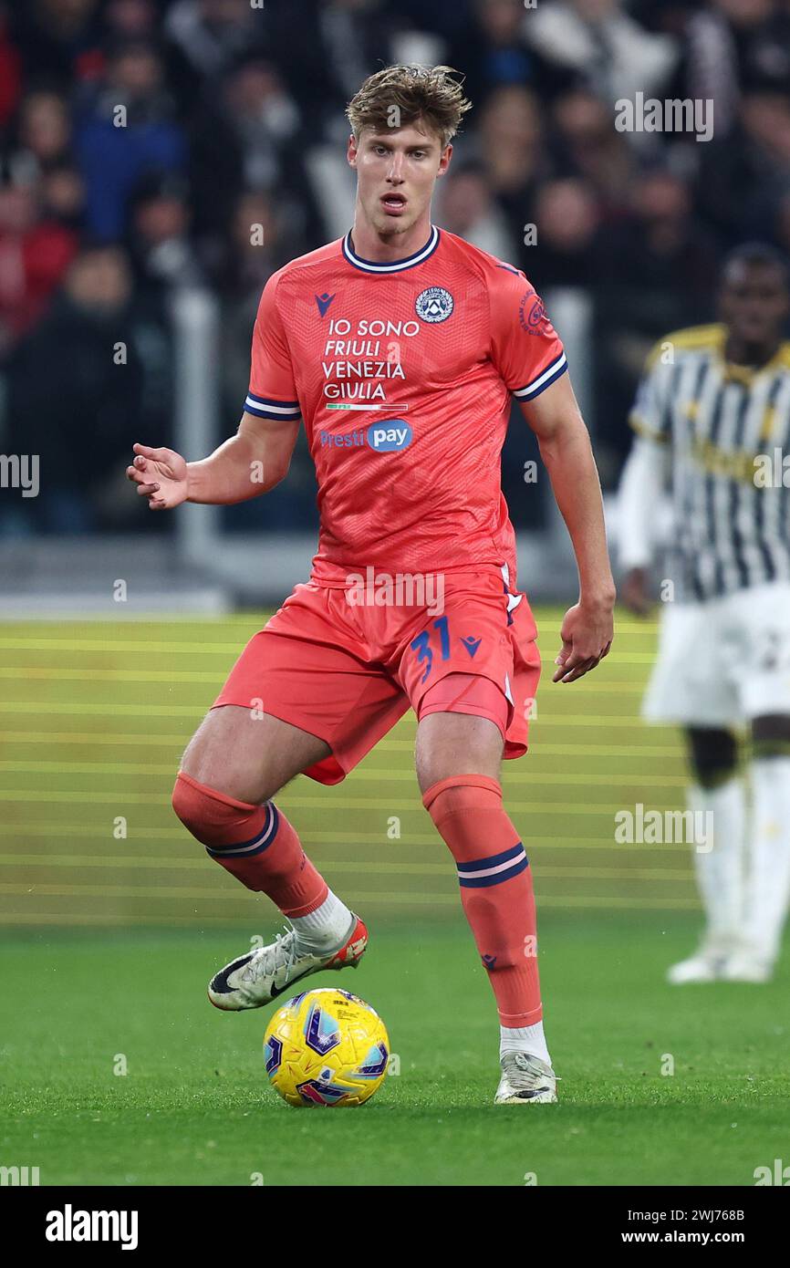 Torino, Italy. 12th Feb, 2024. Thomas Kristensen of Udinese Calcio in ...