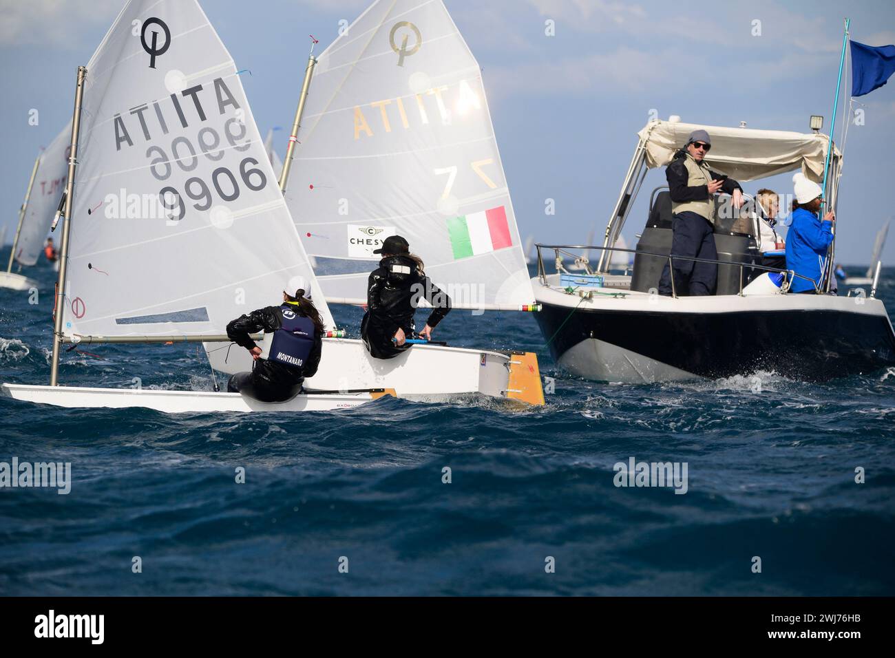 Sailors of Italian team seen during the race. Second day of the ...