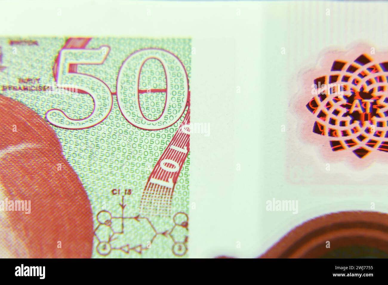 Macro image of 50 Pound sterling banknote for design purpose close up ...