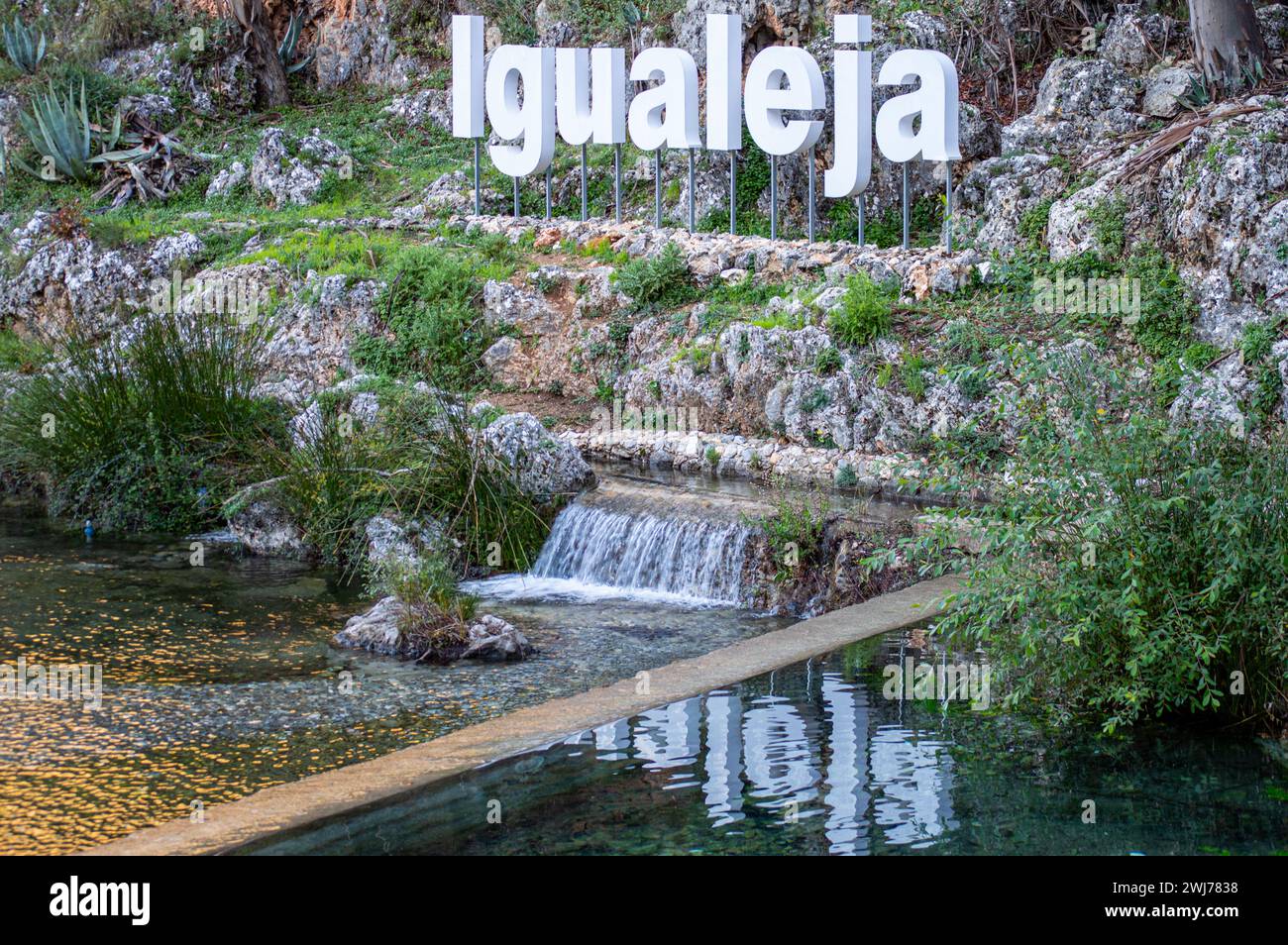 IGUALEJA, SPAIN - JANUARY 20, 2024: Genal river source in Igualeja ...