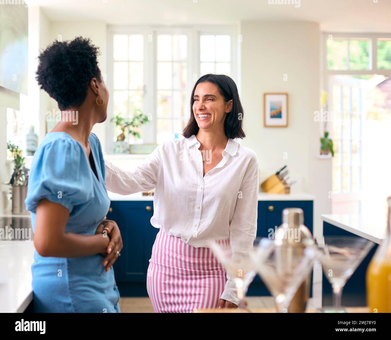 Two Mature Female Friends At Home Having Fun Mixing Cocktails Together ...