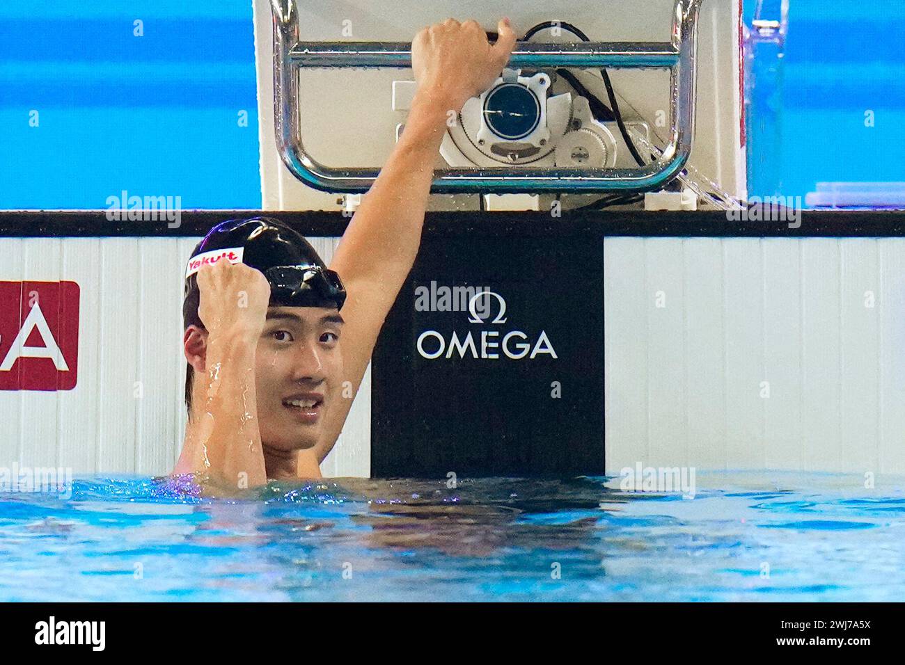 Hwang Sun-Woo of South Korea celebrates after winning in the men's 200 ...