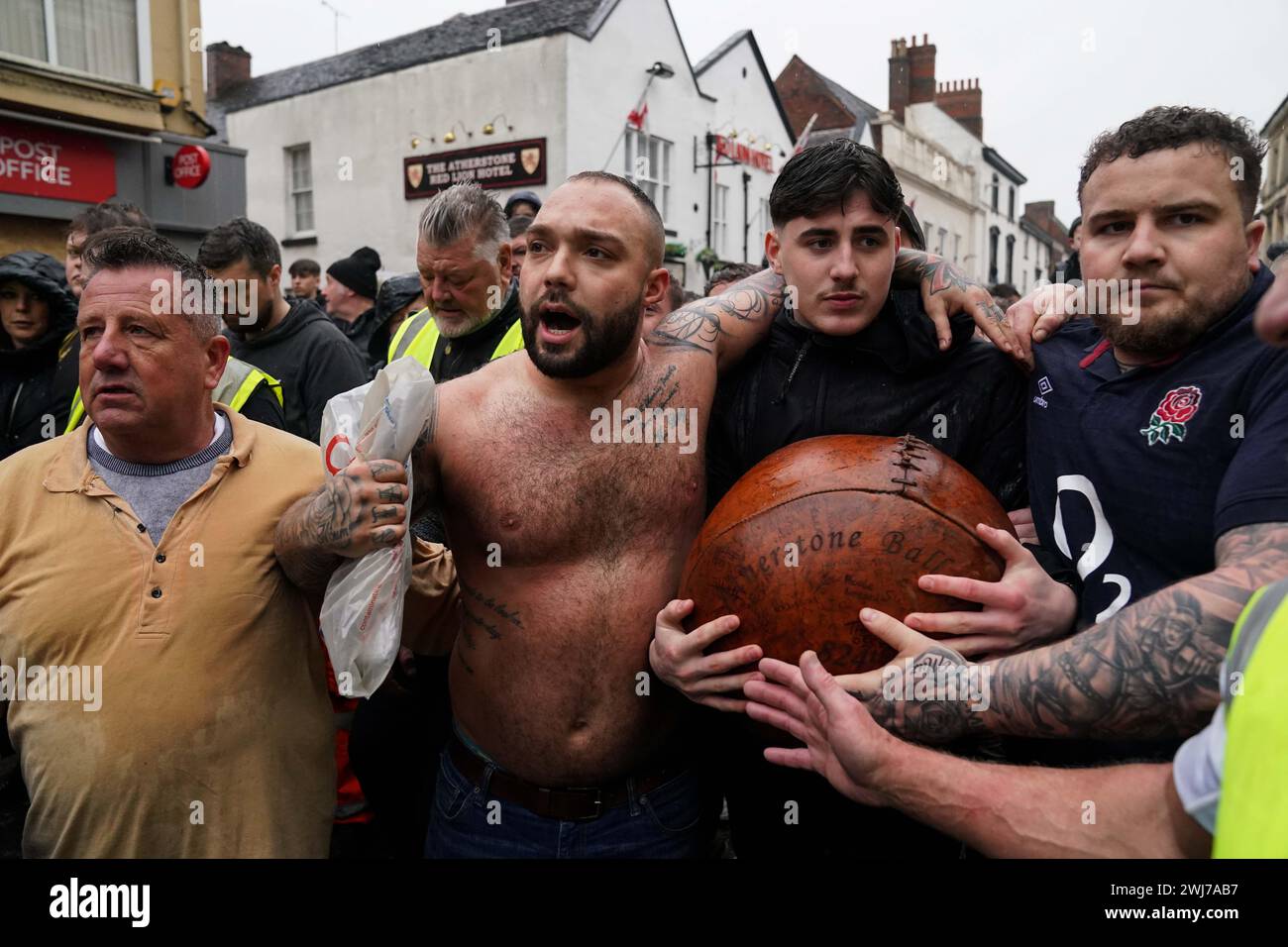 Players take part in the 824th Atherstone Ball Game in Atherstone ...