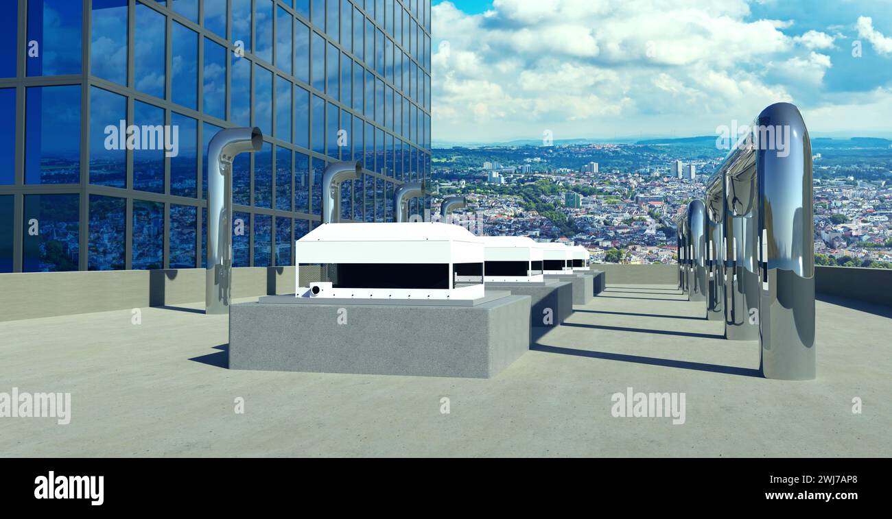 An air conditioning and ventilation systems on the high-rise building ...