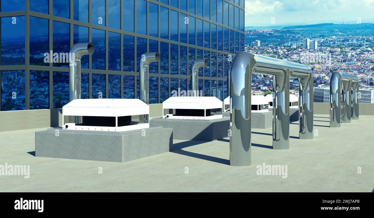 An air conditioning and ventilation systems on the high-rise building ...