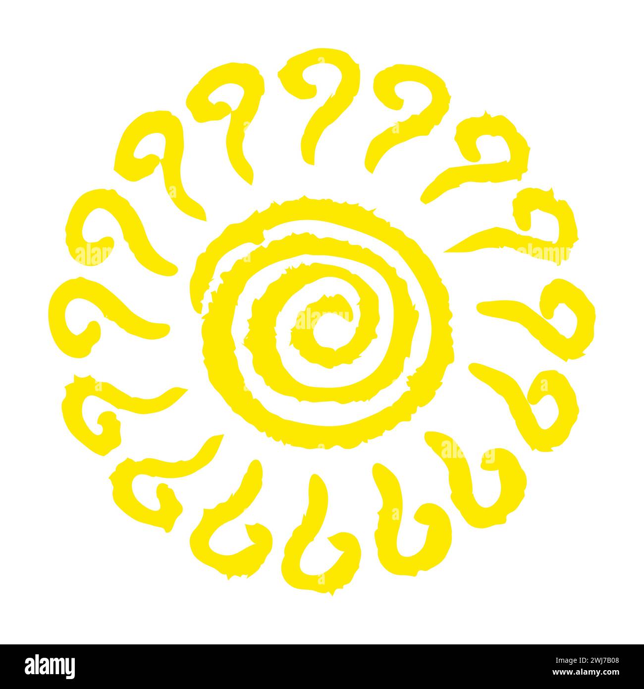 Hand painted sun symbol, hand drawn with crayon Stock Vector Image ...