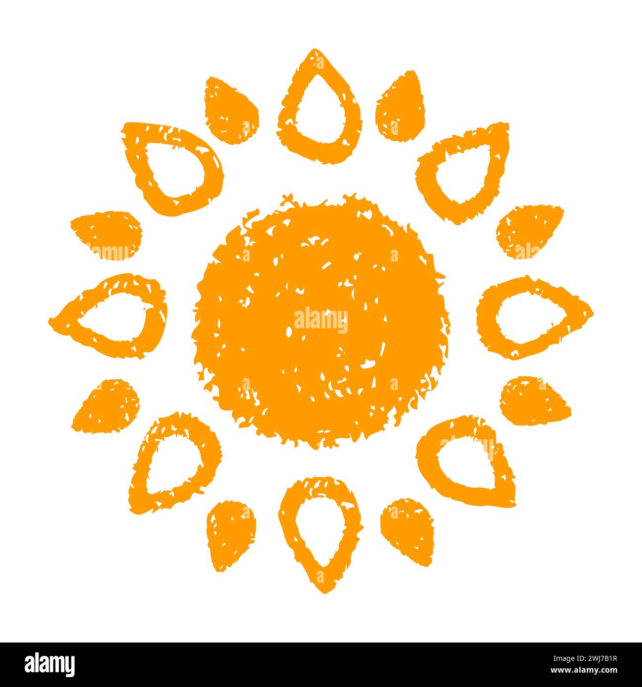 Hand painted sun symbol, hand drawn with crayon Stock Vector Image ...