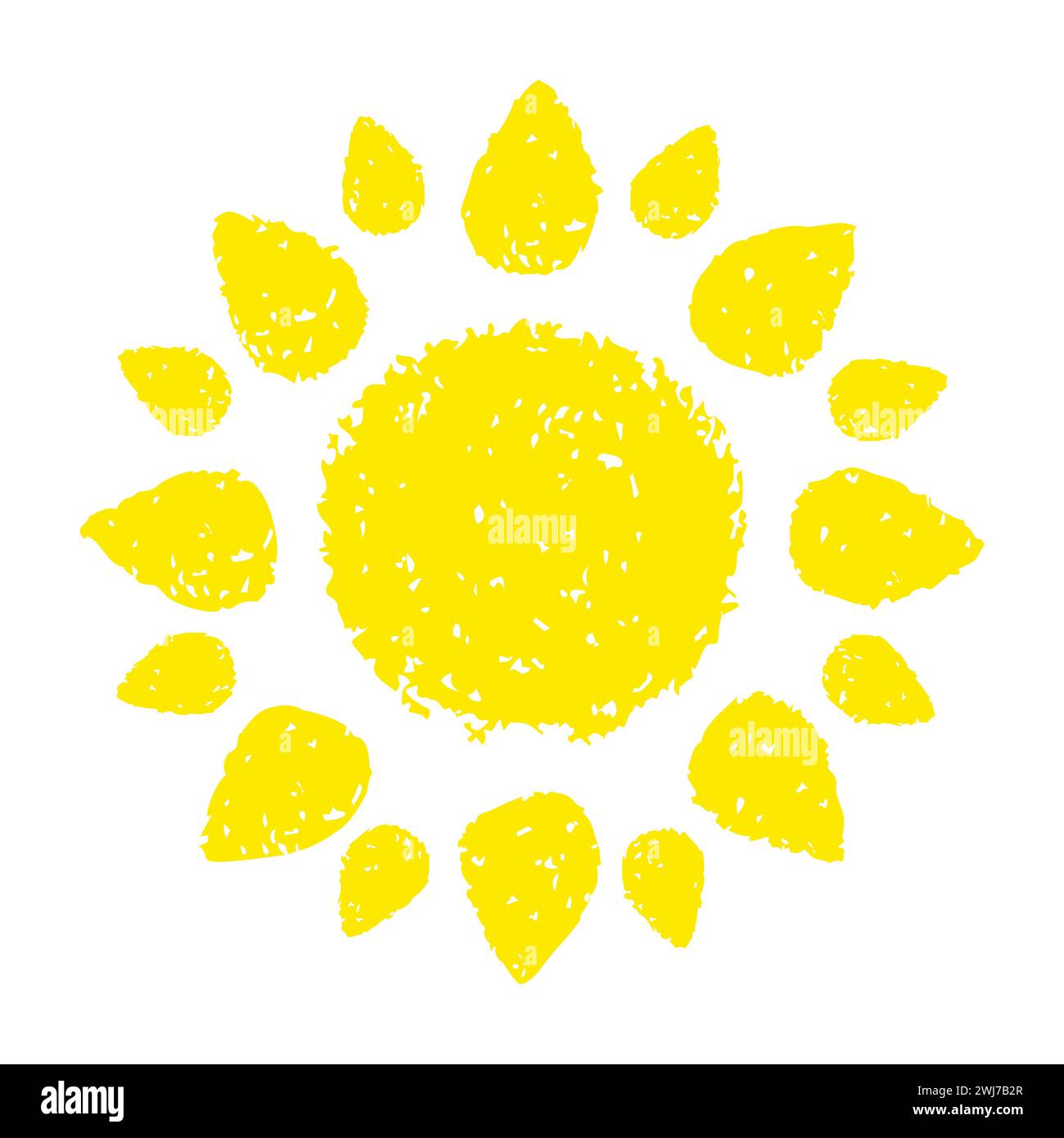 Hand painted sun symbol, hand drawn with crayon Stock Vector Image ...