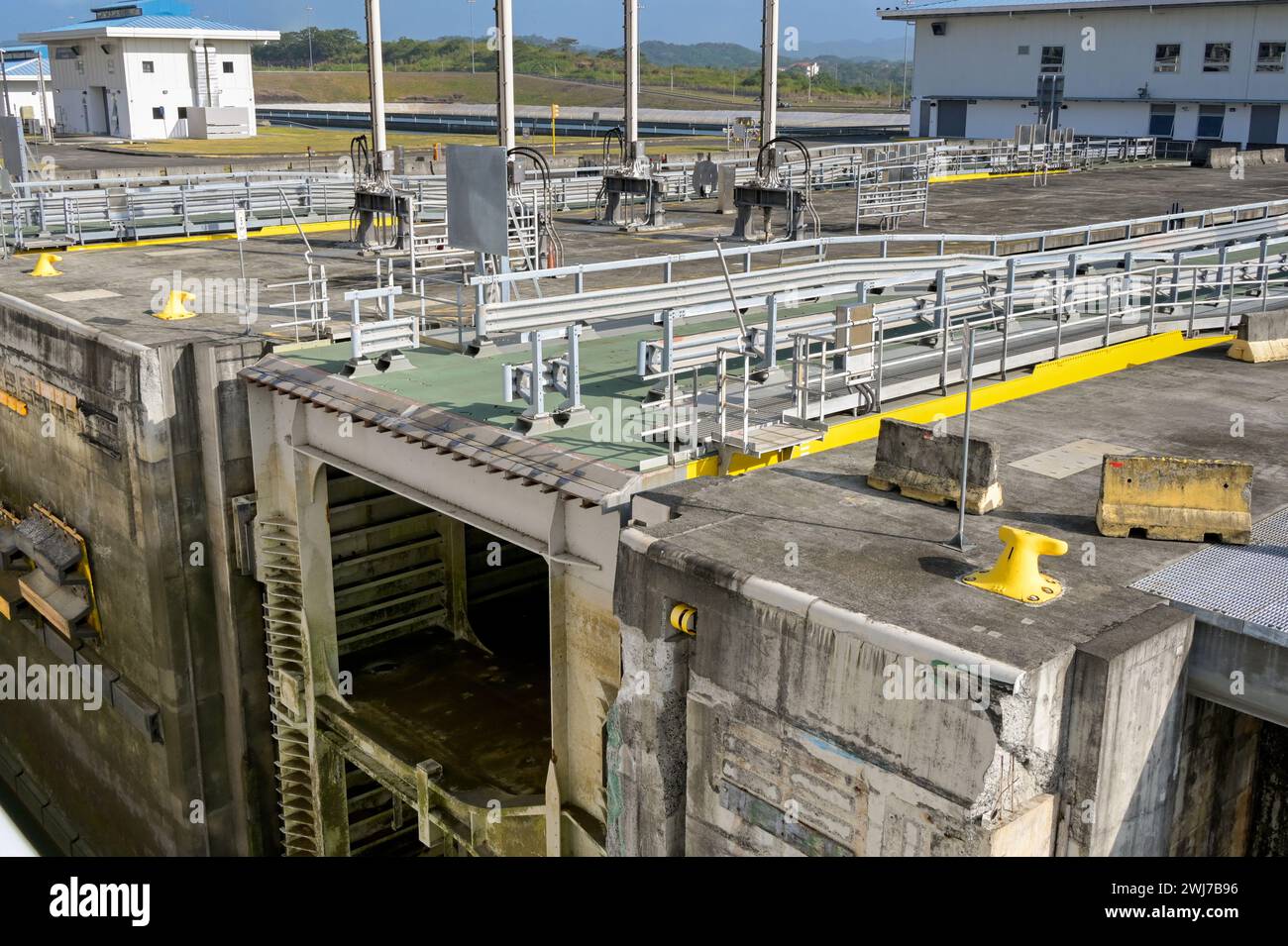 Panama Canal, Panama - 23 January 2024: Heavy steel lock gate on one ...