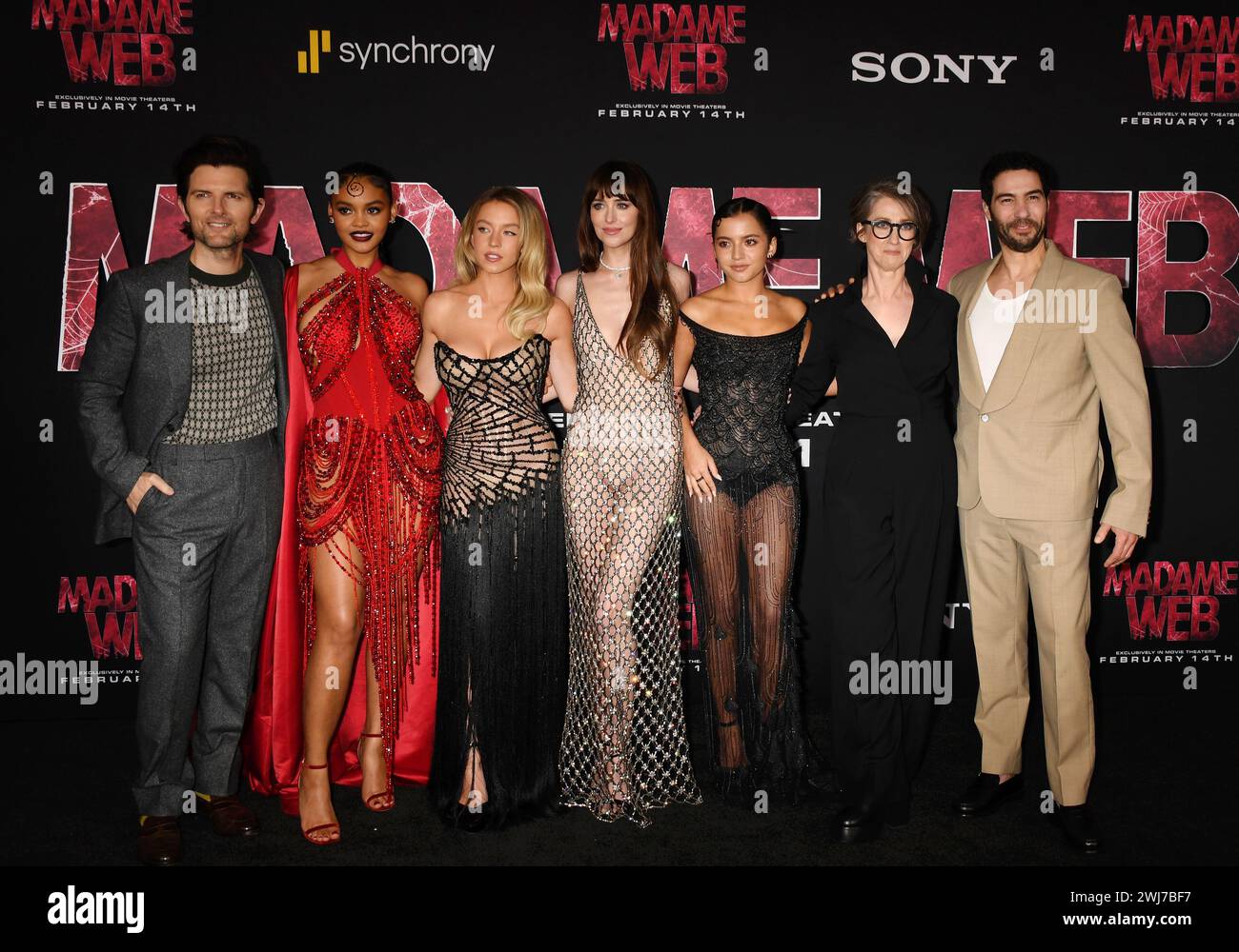 LOS ANGELES, CALIFORNIA - FEBRUARY 12: (L-R) Adam Scott, Celeste O ...