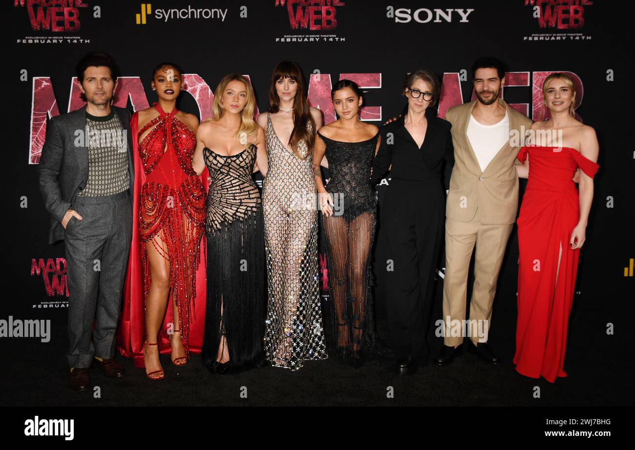 LOS ANGELES, CALIFORNIA - FEBRUARY 12: (L-R) Adam Scott, Celeste O ...