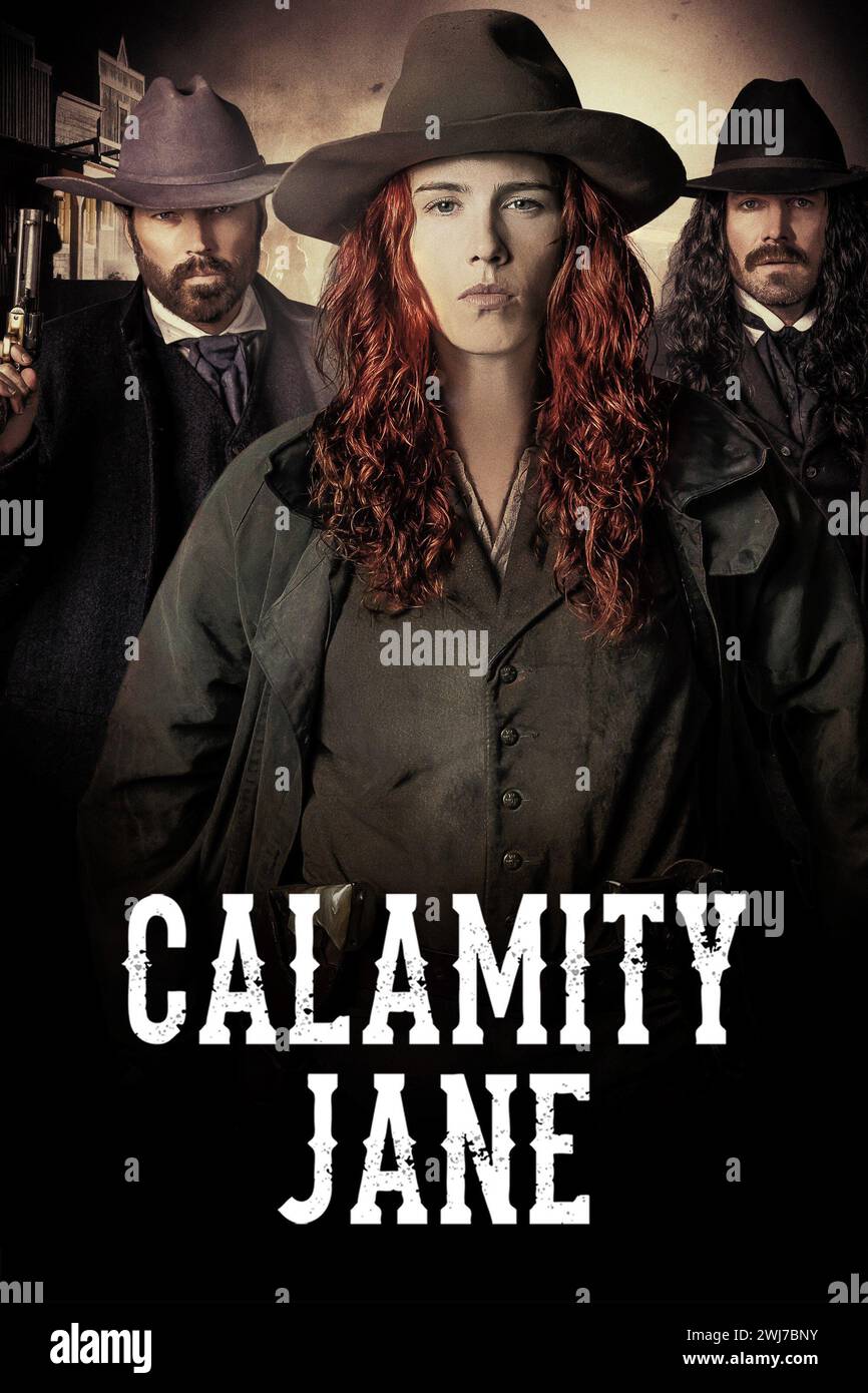 CALAMITY JANE, poster, from left: Tim Rozon, Emily Bett Rickards, Stephen Amell, 2024. © Samuel ...
