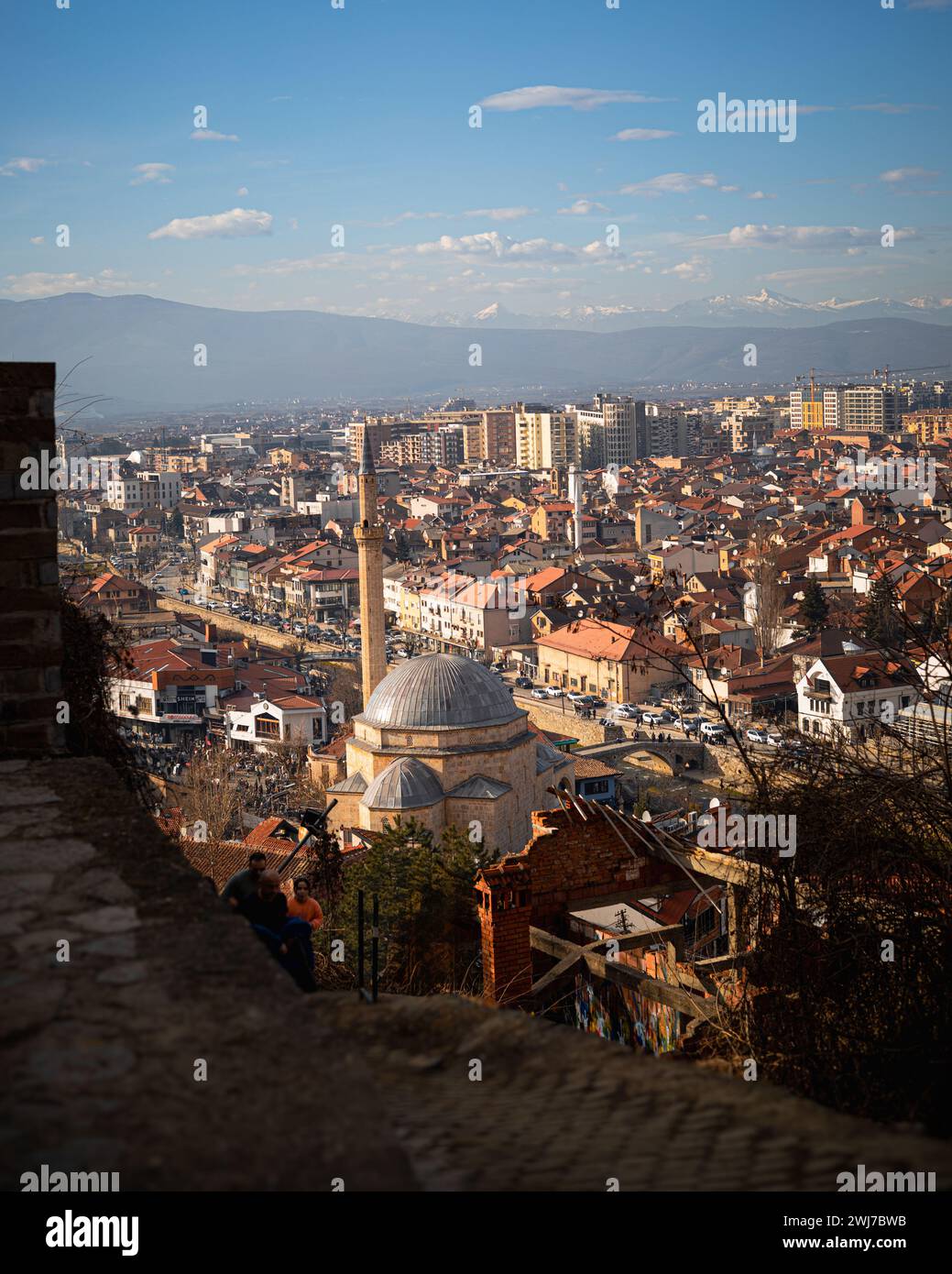 Aerial view of urban landscape showcasing city buildings and historic ...