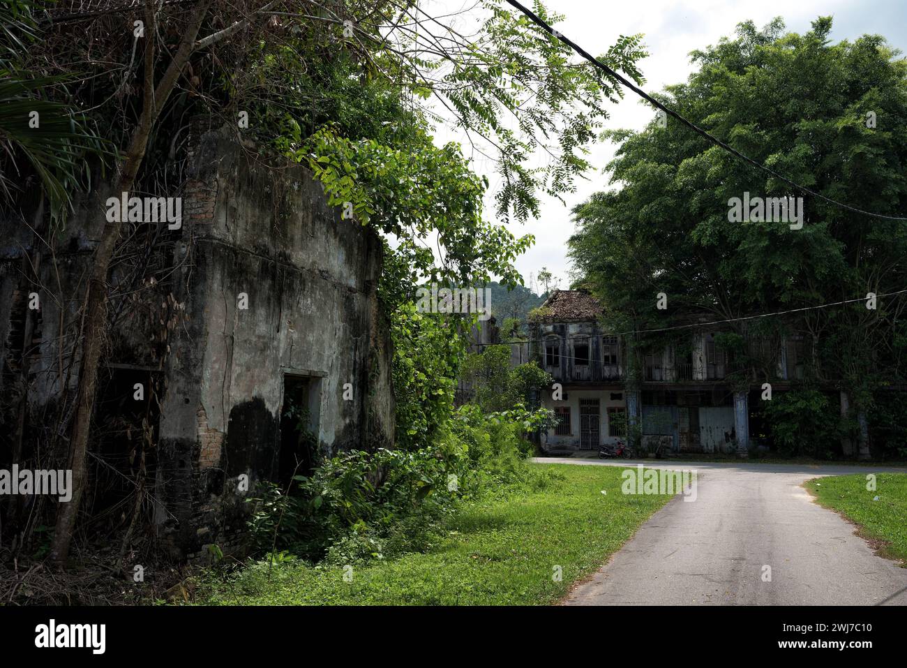 View of dilapidated and abandoned tin mining town of Papan in the ...