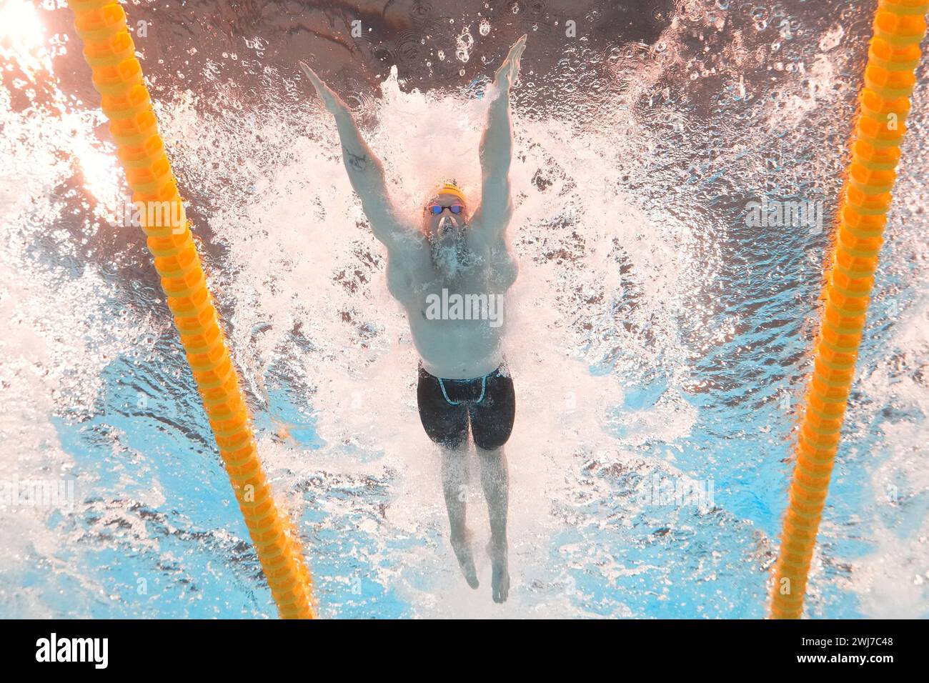 Sam Williamson of Australia competes in the men's 50-meter breaststroke ...