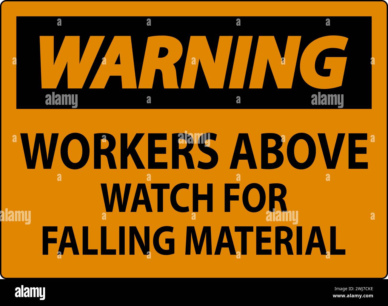 Warning Sign, Workers Above Watch For Falling Material Stock Vector ...