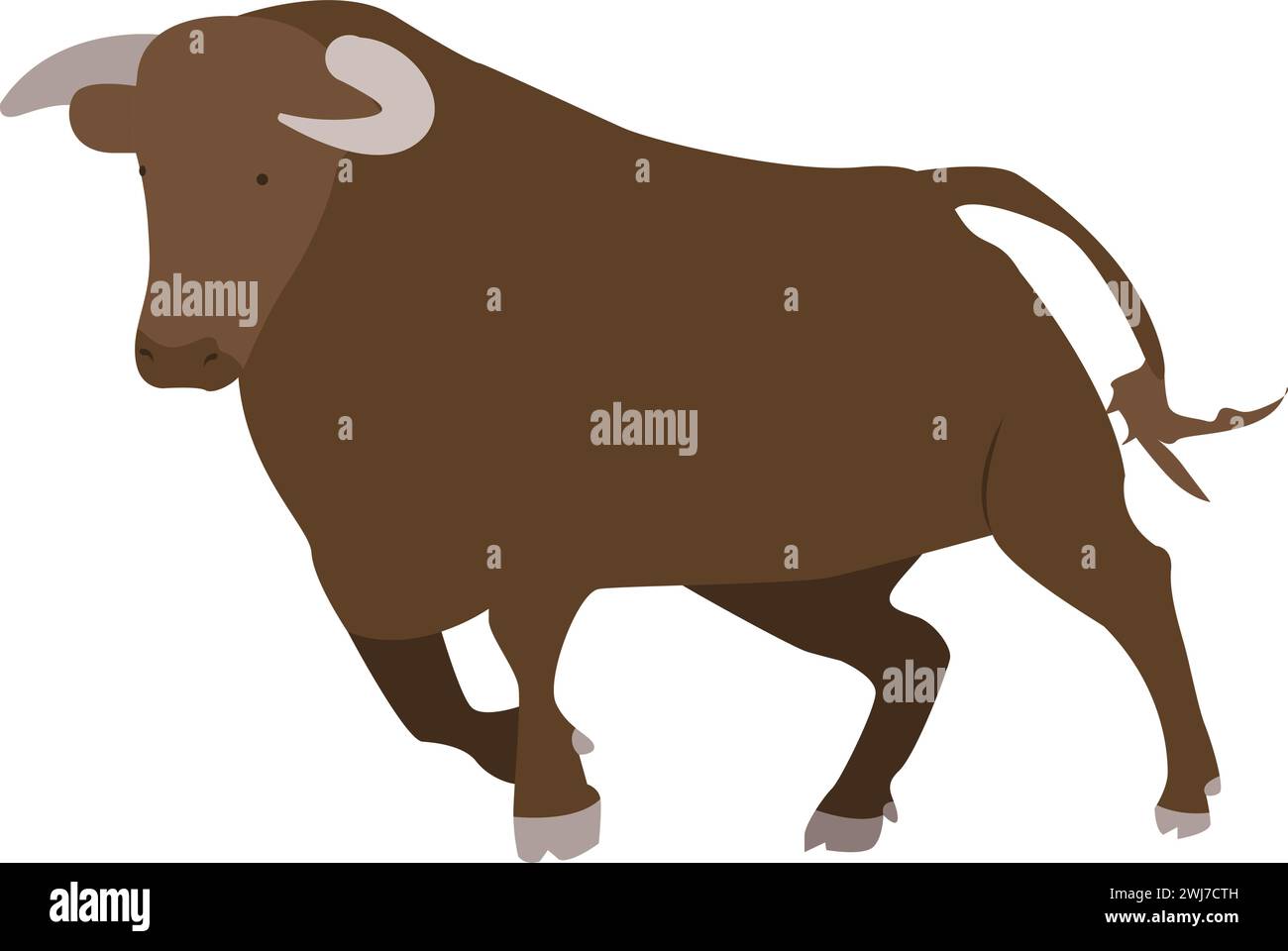 Angry bull running vector icon isolated on white Stock Vector Image ...