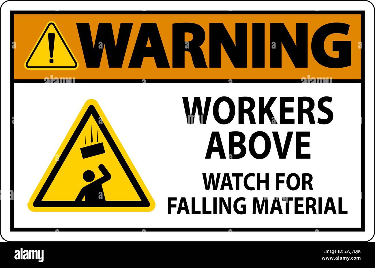 Warning Sign, Workers Above Watch For Falling Material Stock Vector ...