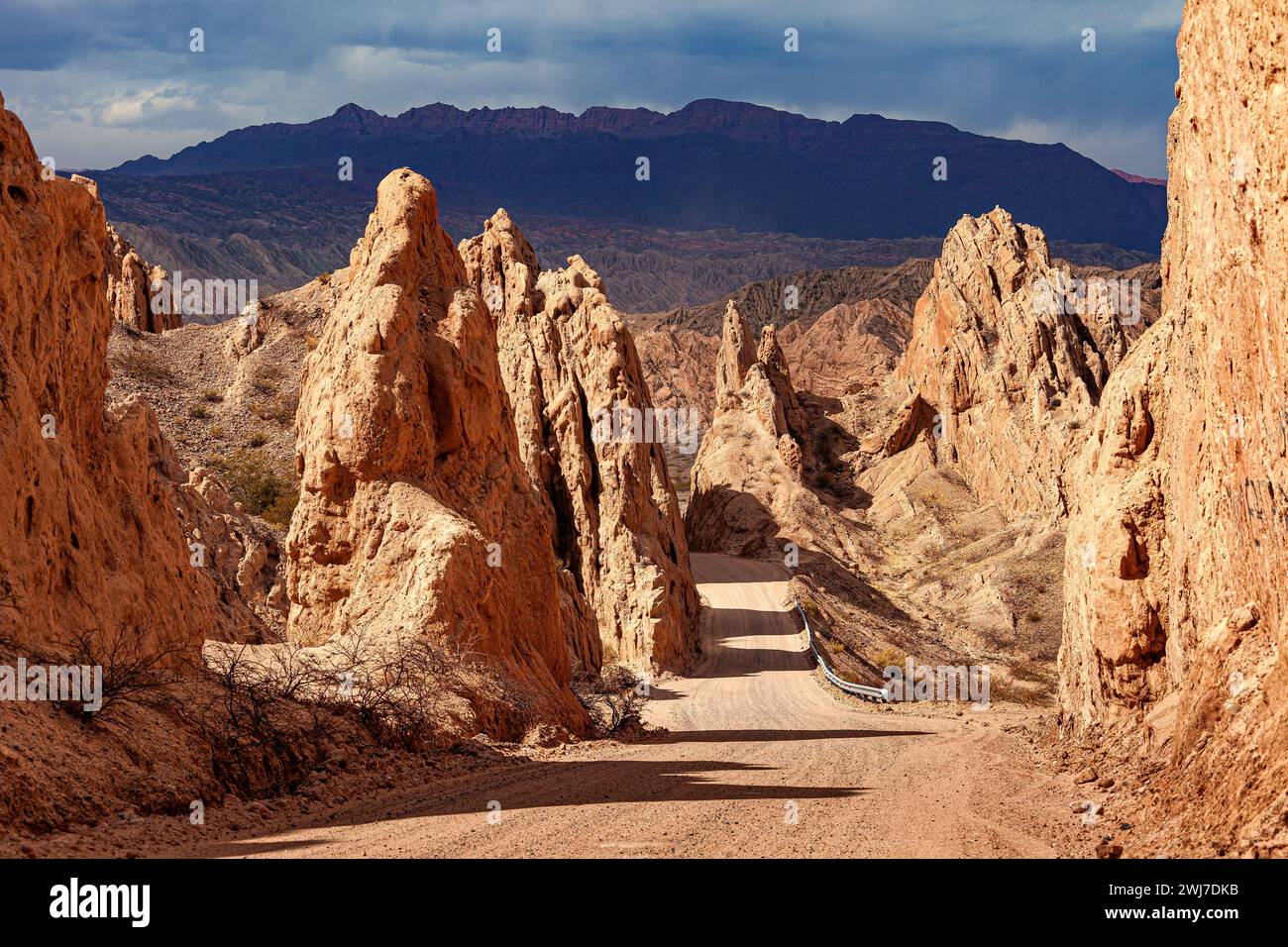 Landscape of Quebrada de las Flechas (Argentina) with National Route 40 ...