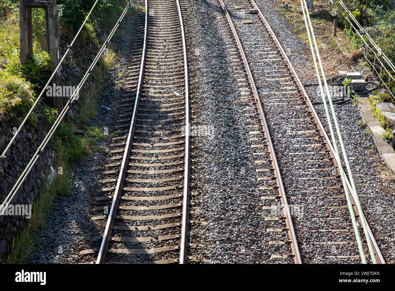 Top down view bridge of railway line train track Stock Photo - Alamy