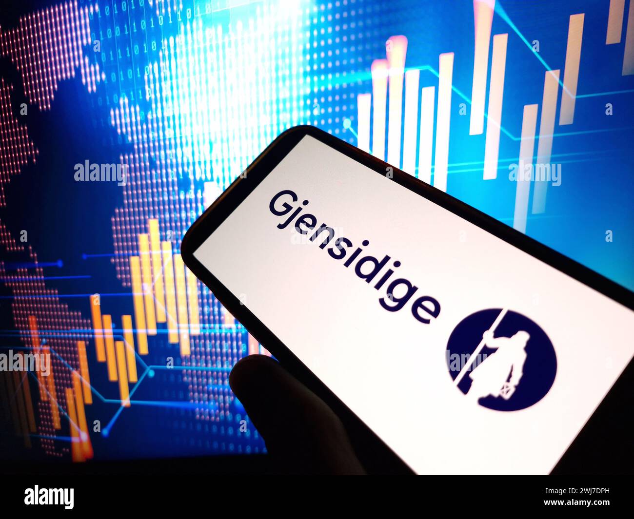 Konskie, Poland - February 12, 2024: Gjensidige Forsikring company logo ...
