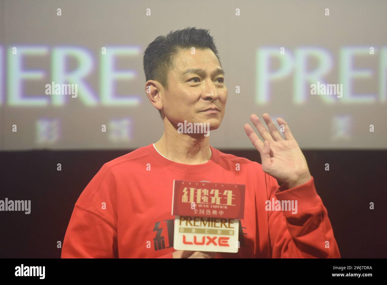 Hangzhou, China. 13th Feb, 2024. Hong Kong actor Andy Lau is promoting his new film ''The Movie ...
