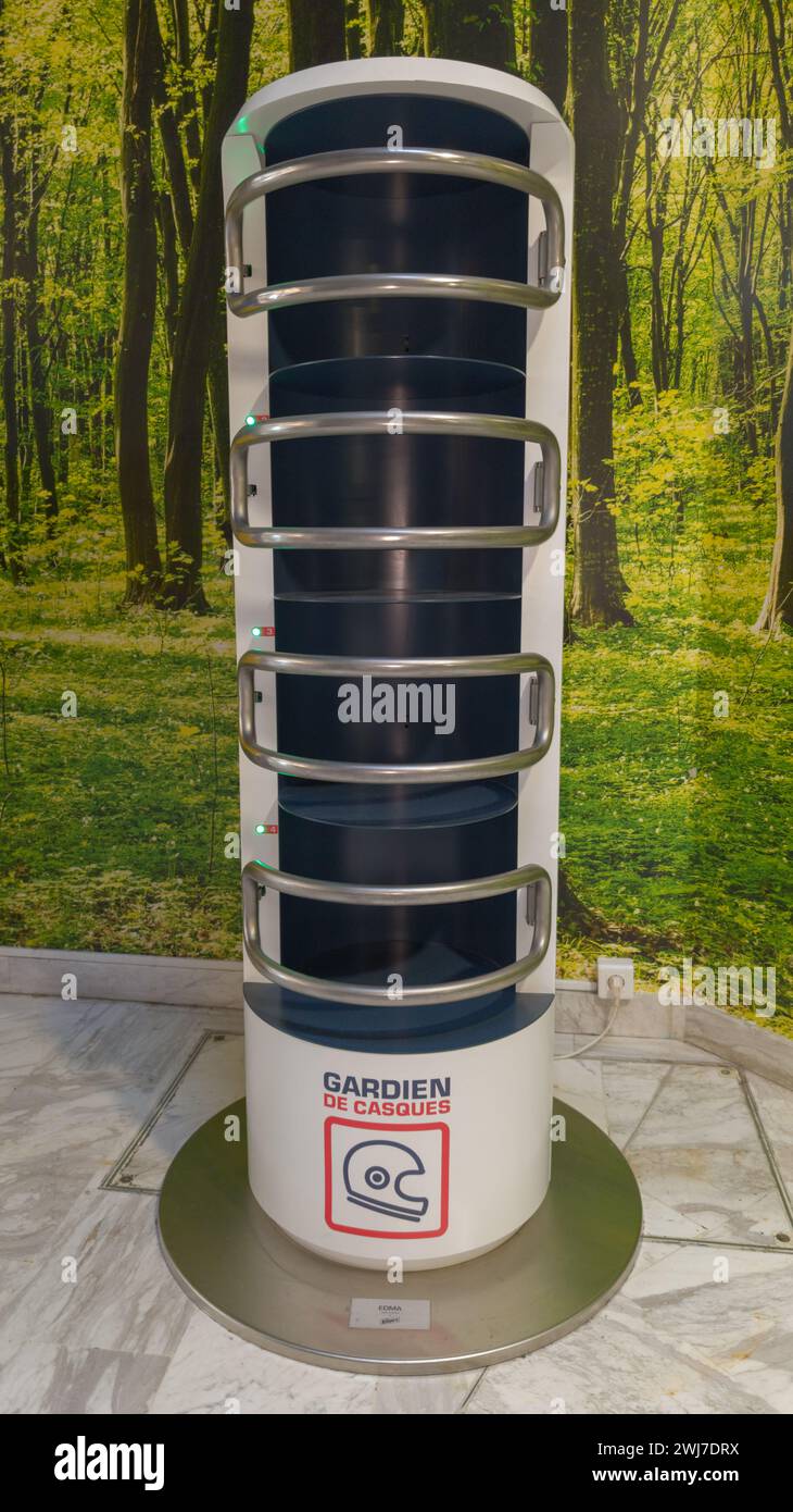Motorcycle Helmet Locker in mall with french text gardien de casques ...
