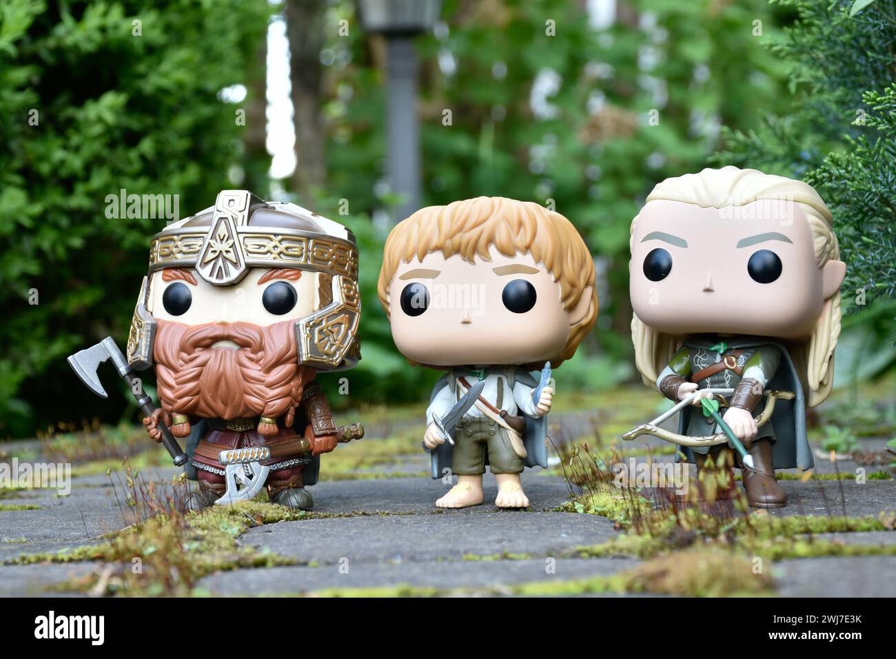 Funko Pop action figures of Gimli dwarf, Sam hobbit and elf Legolas ...
