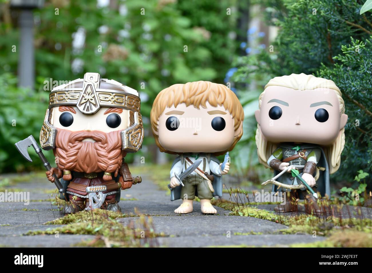 Funko Pop action figures of Gimli dwarf, Sam hobbit and elf Legolas ...