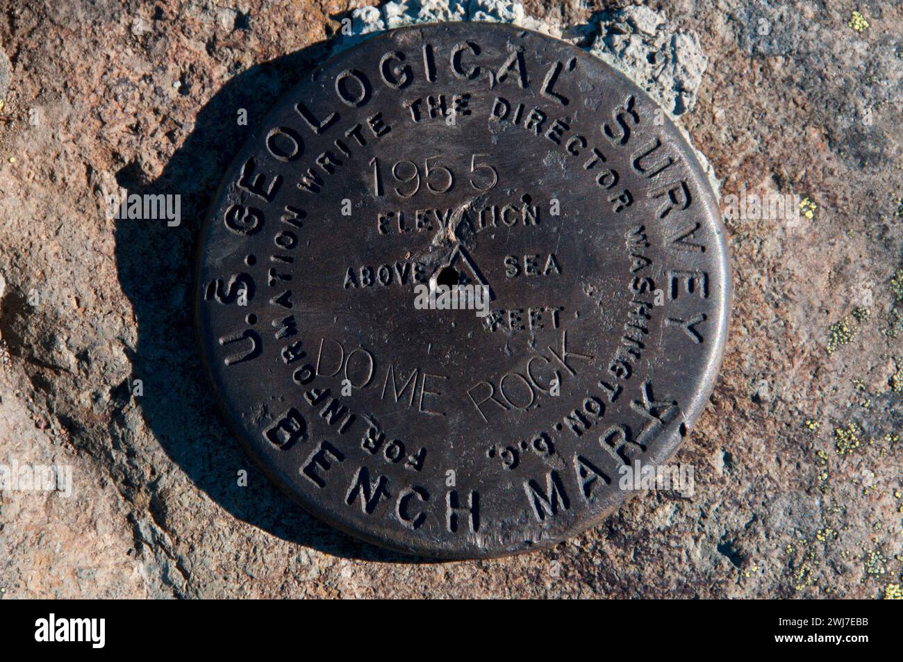 Survey marker on Dome Rock, Willamette National Forest, Oregon Stock ...