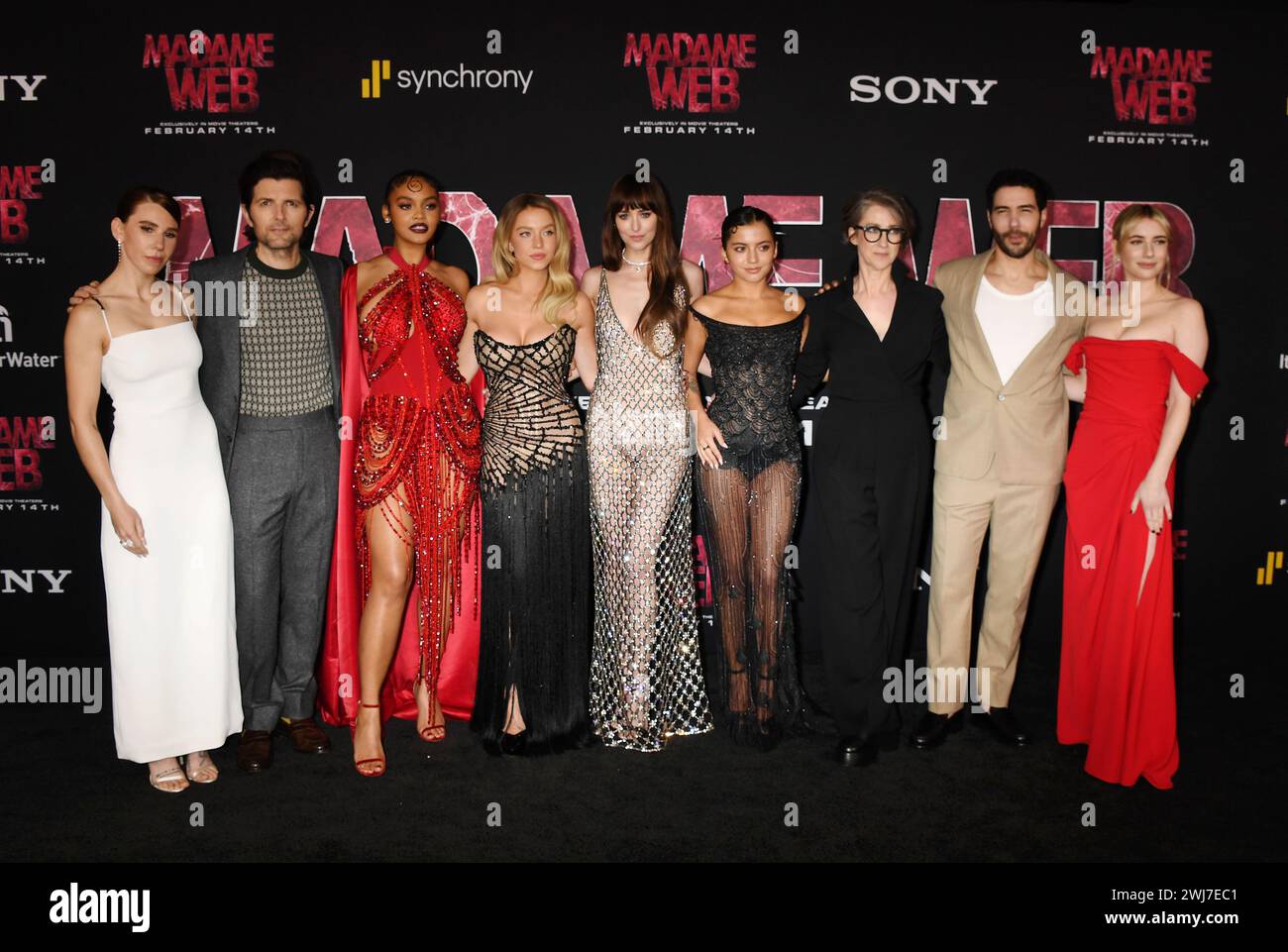 Los Angeles, California, USA. 12th Feb, 2024. (L-R) Zosia Mamet, Adam Scott, Celeste O'Connor ...