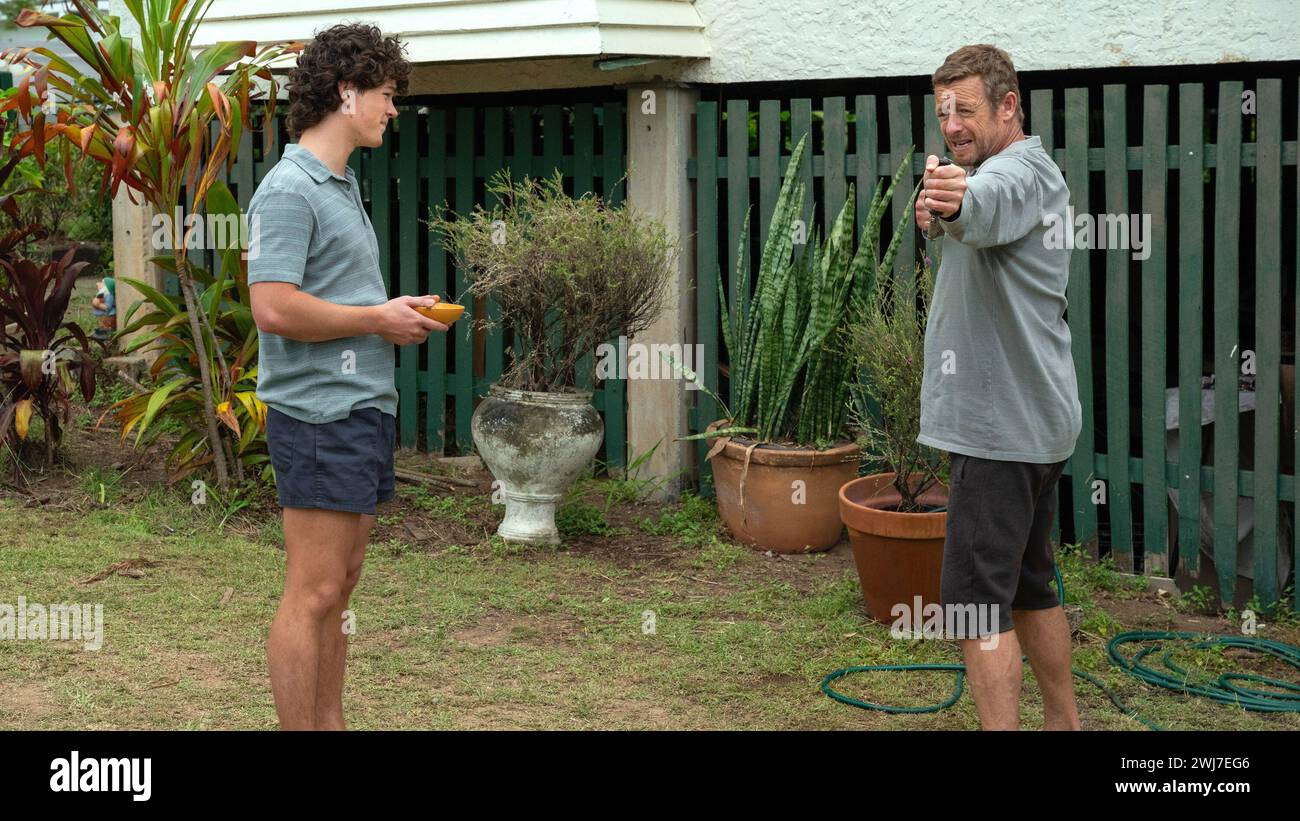 BOY SWALLOWS UNIVERSE, from left: Zac Burgess, Simon Baker, 'Boy Meets End', (Season 1, ep. 107 ...