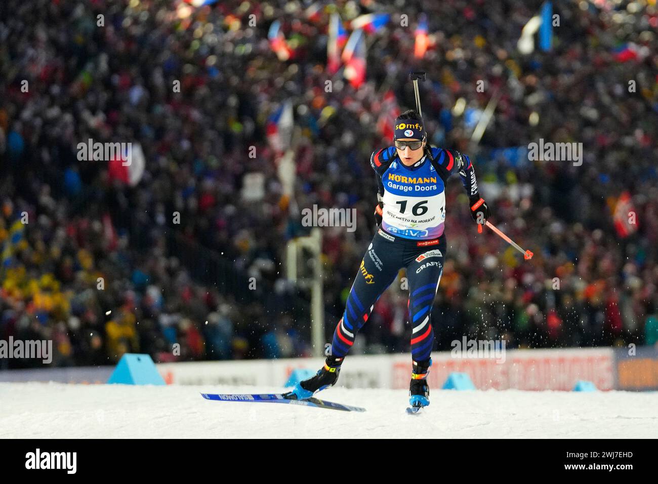 Julia Simon of France competes during the women's 15 km individual race ...