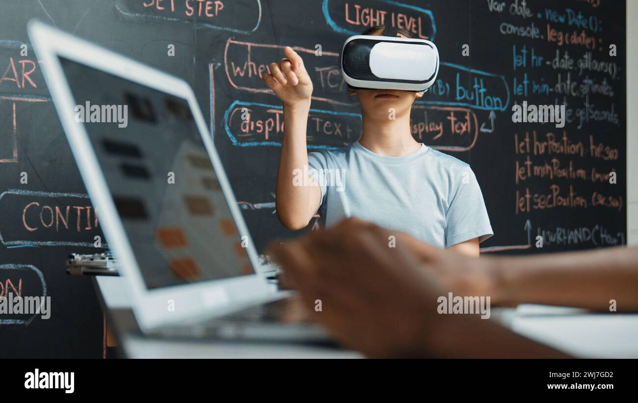 Closeup of african student hands coding or programing system at ...