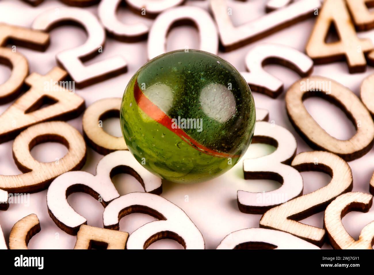 a collection of individual numbers lying isolated on a white background ...