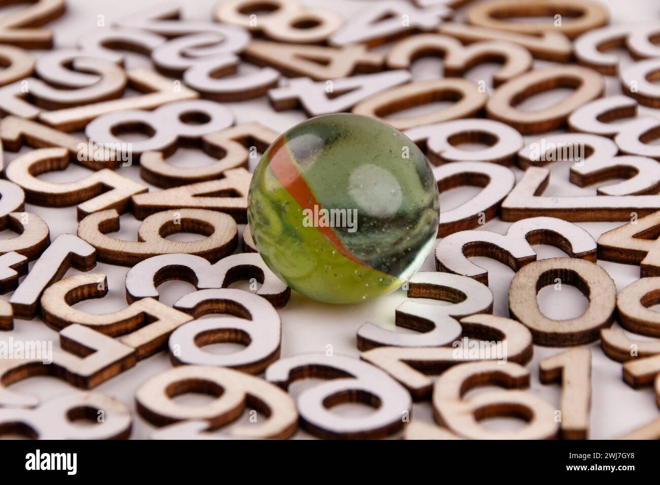 a collection of individual numbers lying isolated on a white background ...