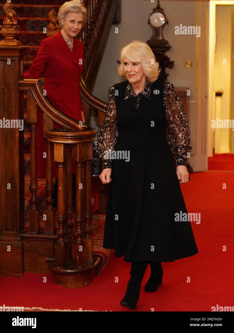 Queen Camilla, with the Duchess of Gloucester, arrives for a ceremony ...