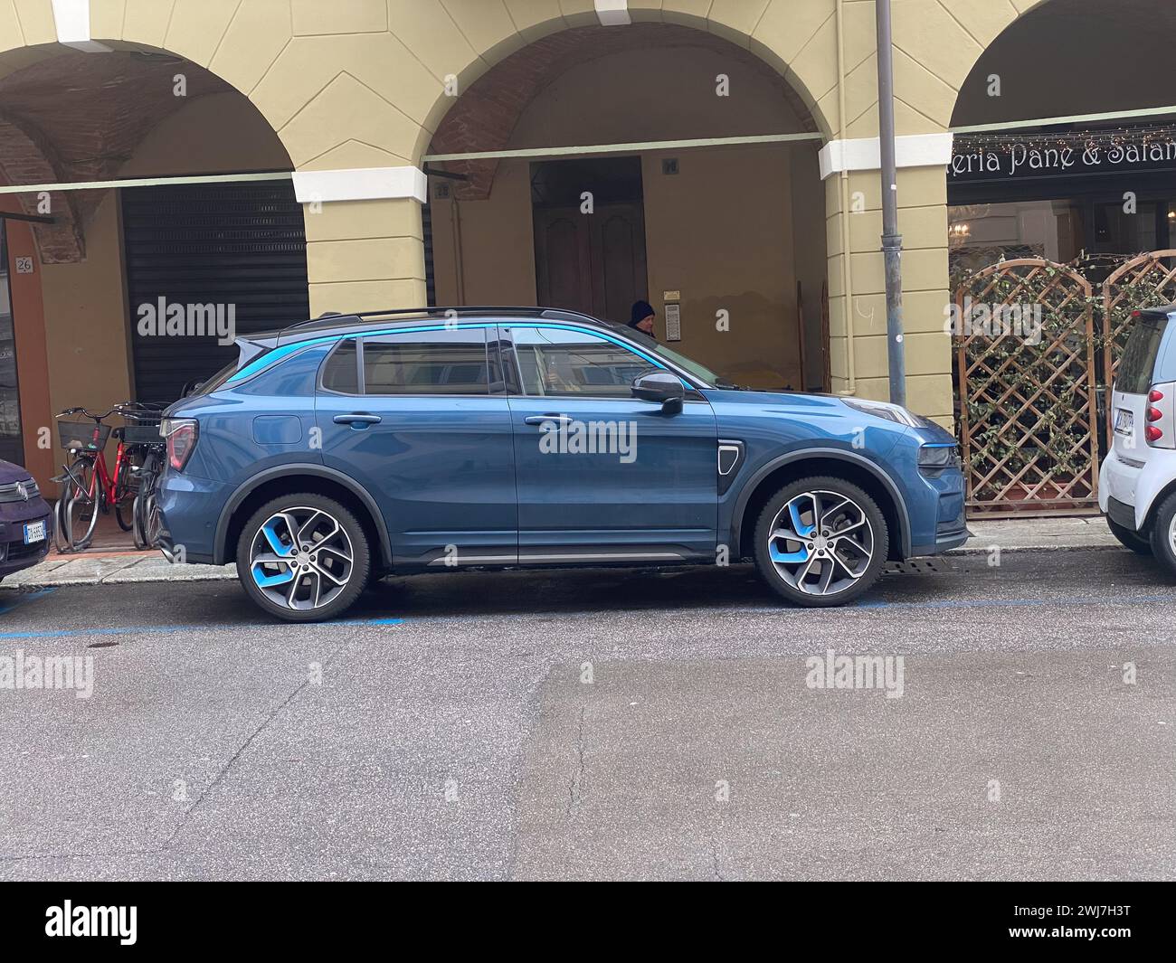 Cremona, Italy - February 12nd 2024 Blue BYD atto 3 electric suv parked ...
