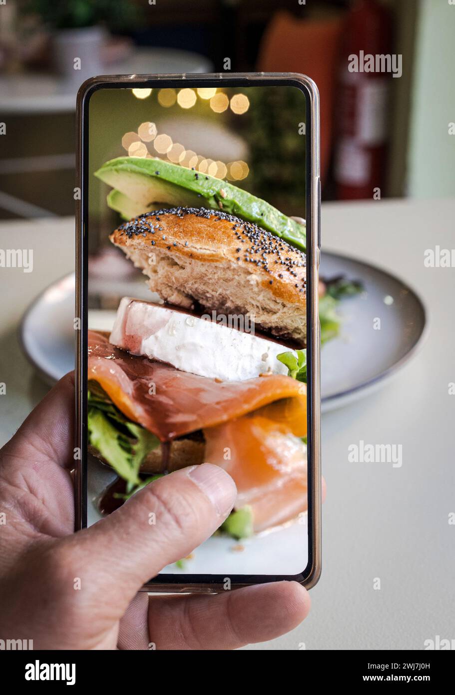 Smartphone food photography of a vegetarian lunch or brunch Stock Photo ...