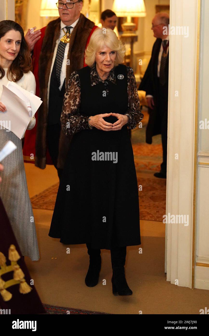 Queen Camilla arrives for a ceremony at Clarence House, central London ...