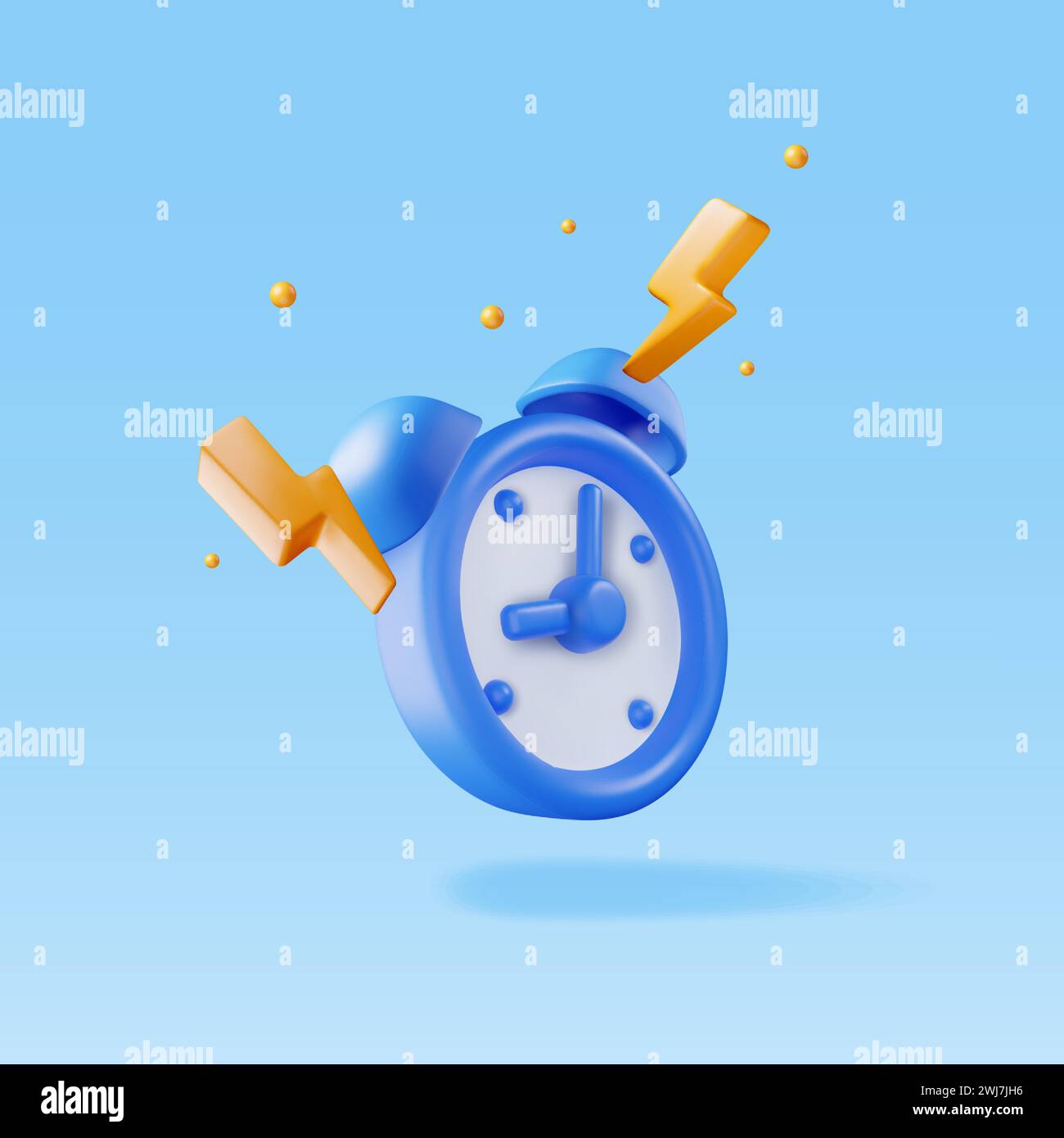 3D Ringing Alarm Clock with Flash Lightning Stock Vector Image & Art ...