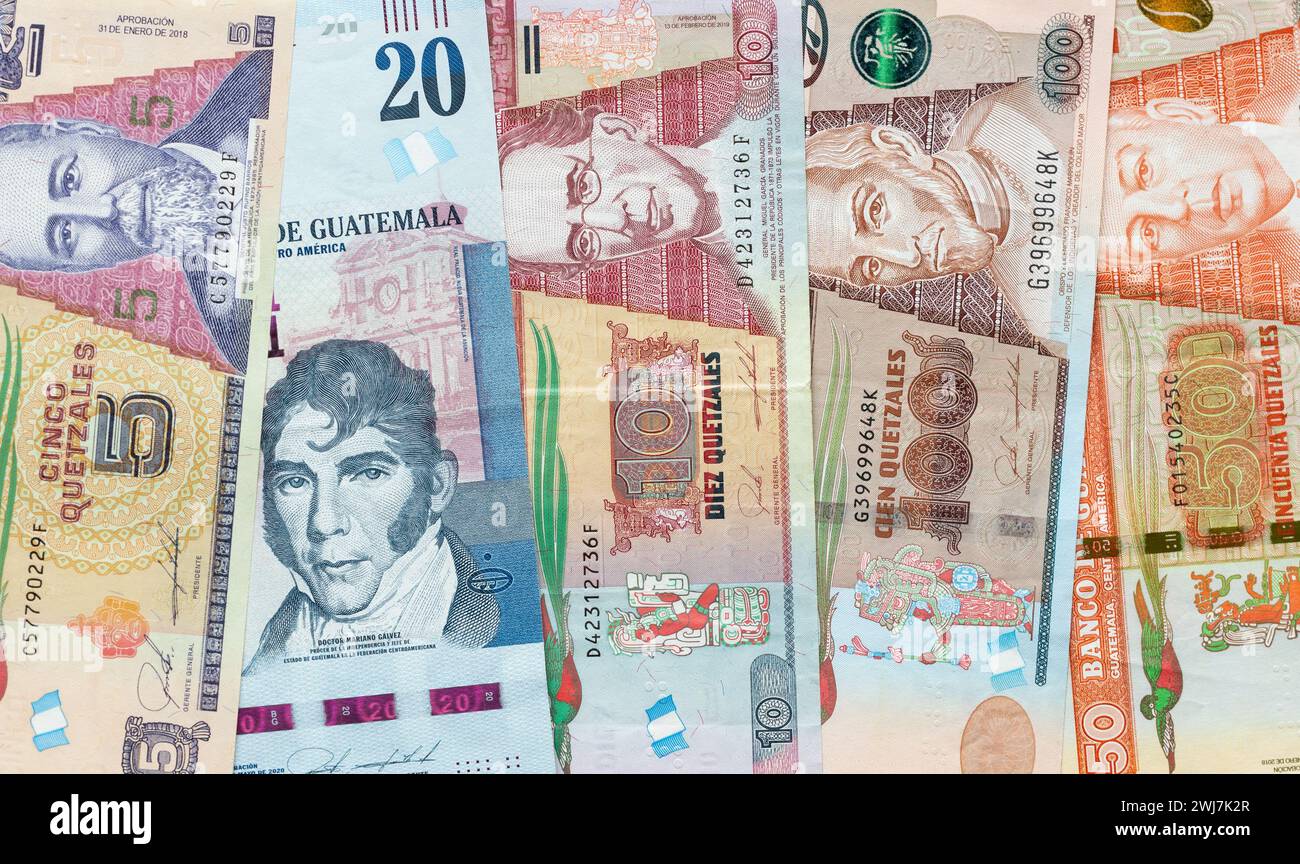 Guatemala money, panorama from Guatemala banknotes, banking and finance ...