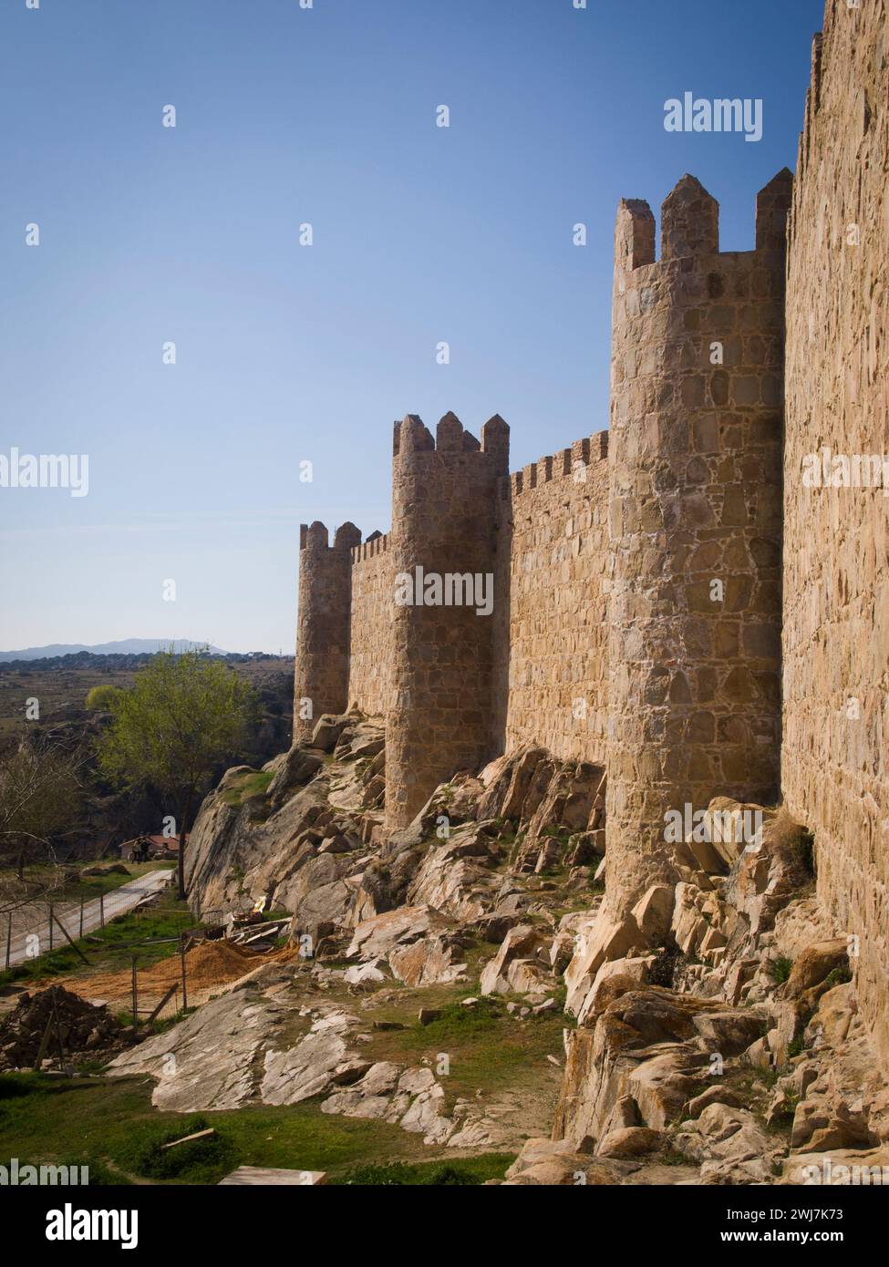 Some medieval walls of the historic city of Avila, in Spain Stock Photo ...