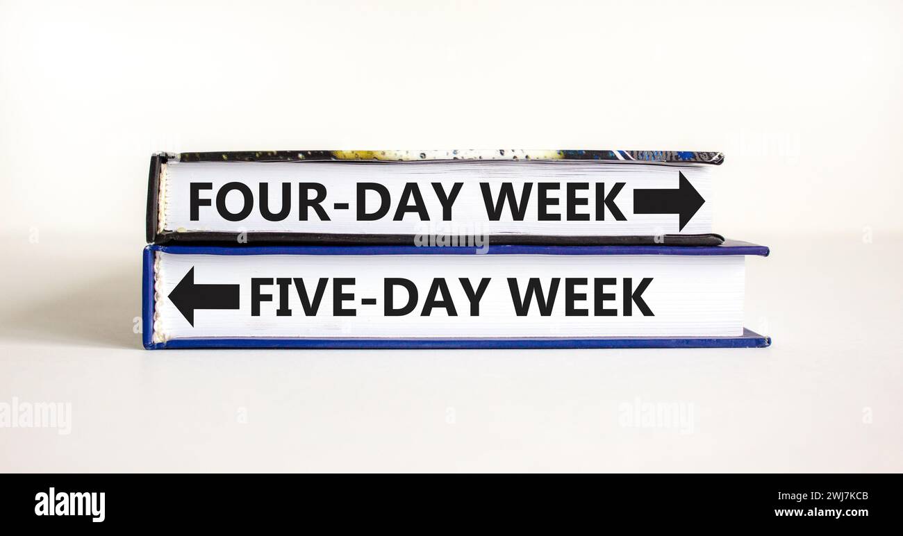 5 or 4 day week symbol. Concept word Five-day week or Four-day week on ...