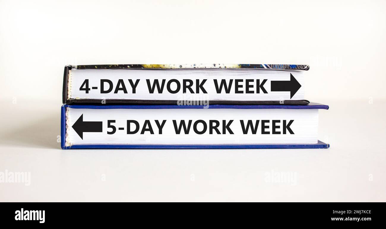 5 or 4 day week symbol. Concept word 5-day work week or 4-day work week ...